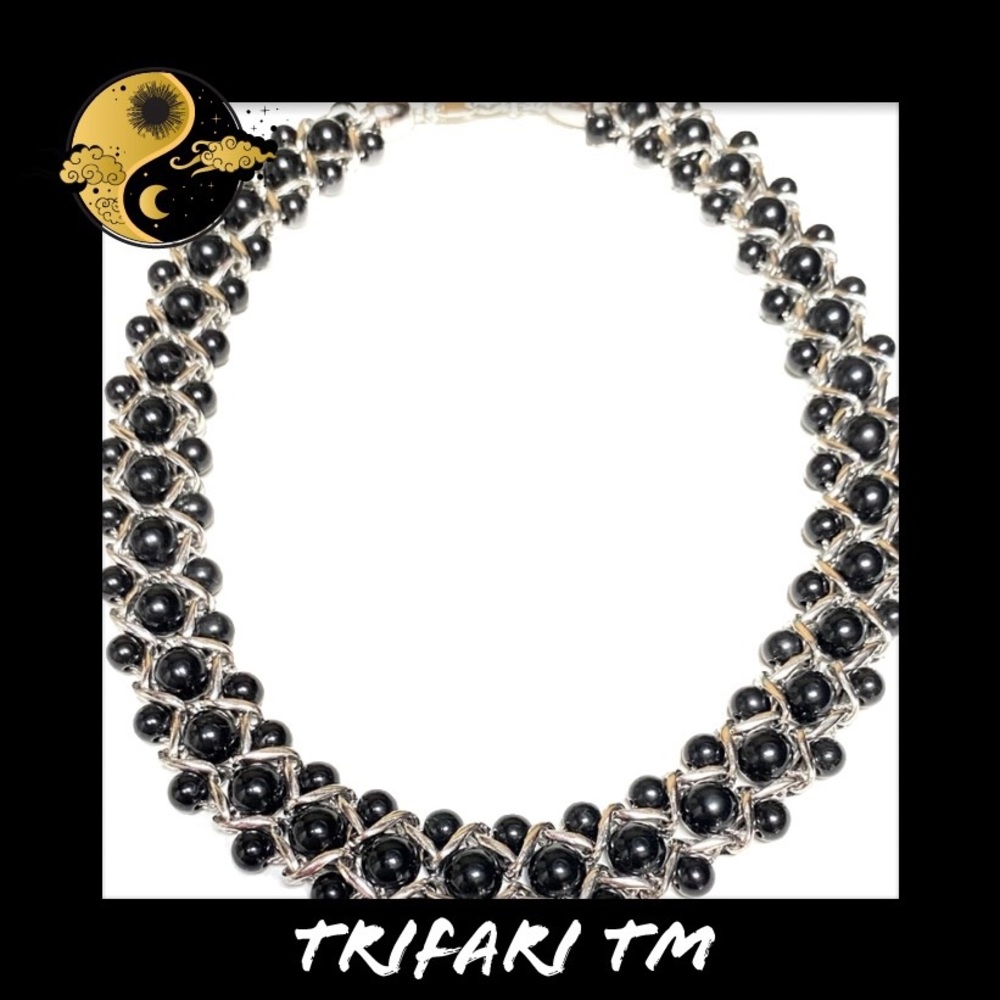 90s Trifari Tm Vintage Beaded Choker Necklace - Gem